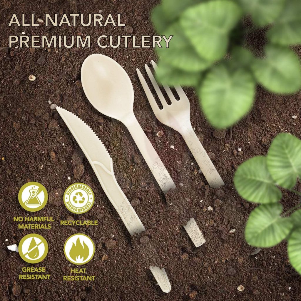 100% Biodegradable Cutlery - 50/Pack | Eco Friendly Compostable ...